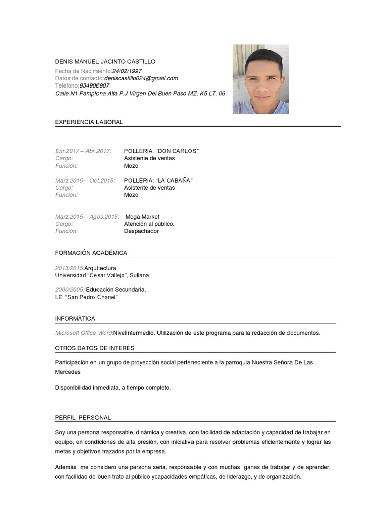 CV. Denis Castillo 2 Actulaizado | PDF