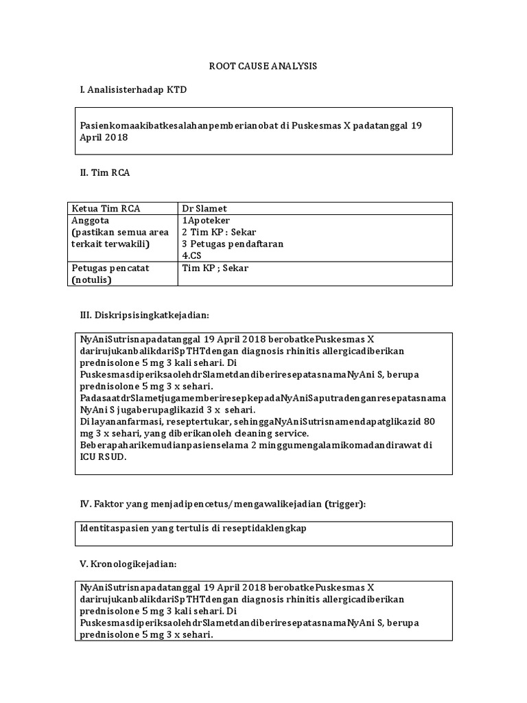 Contoh Form Fmea Dan Rca Ny Ani | PDF