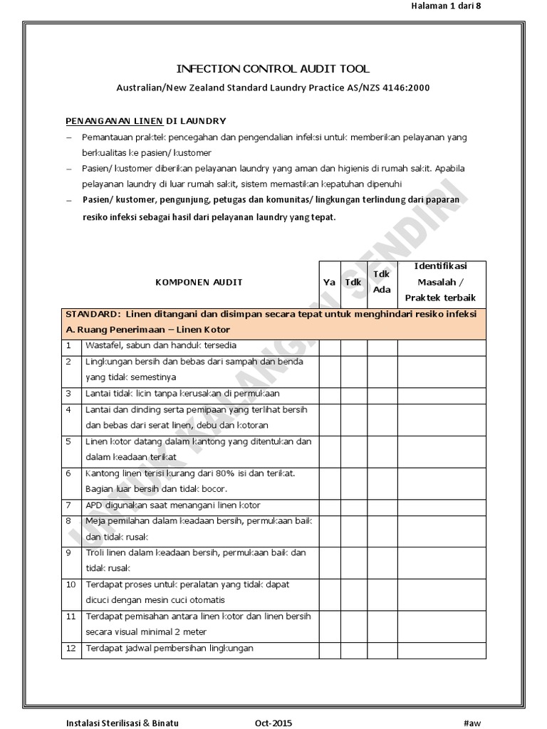 Ceklist Linen Di Laundry | PDF