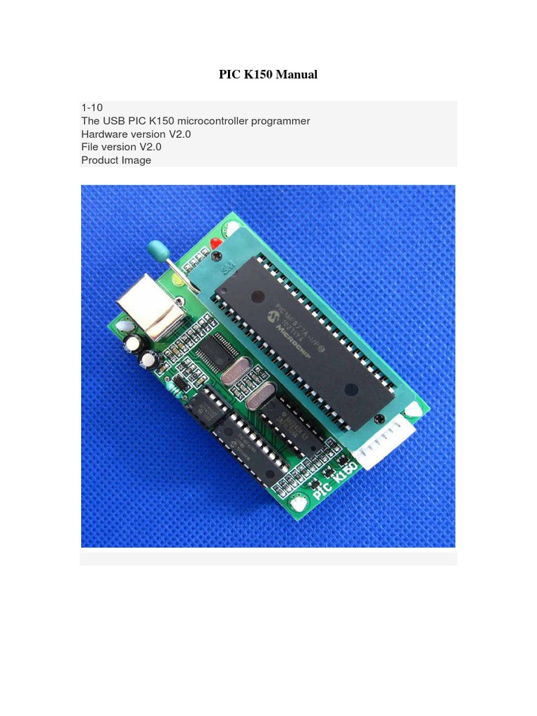 PIC K150 Programmer Manual | PDF | Usb | Device Driver