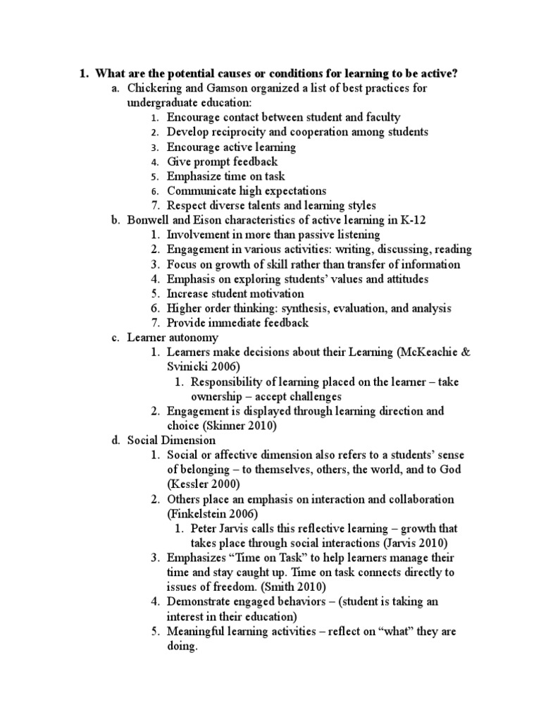 Factors That Promote Active Learning: A Review of Key Theories and ...