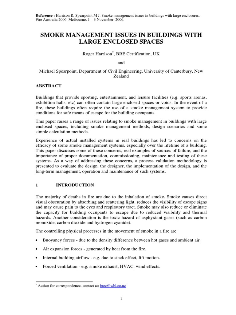 Smoke Management Issues in Buildings With Large Enclosed Spaces | PDF ...