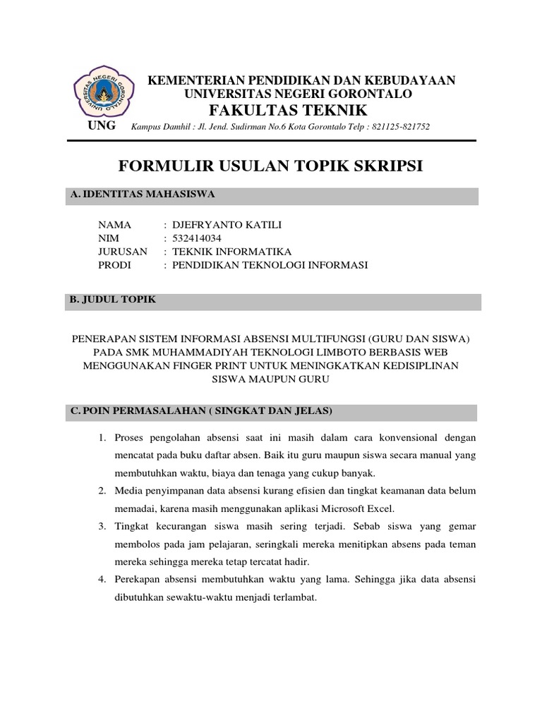 Usulan-Topik-2 DJEFRY | PDF | Komputer