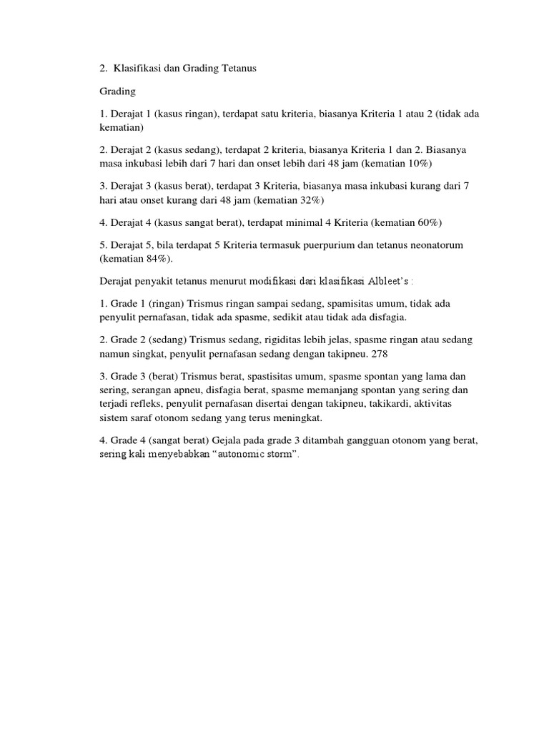 2 - Klasifikasi Dan Grading TETANUS | PDF