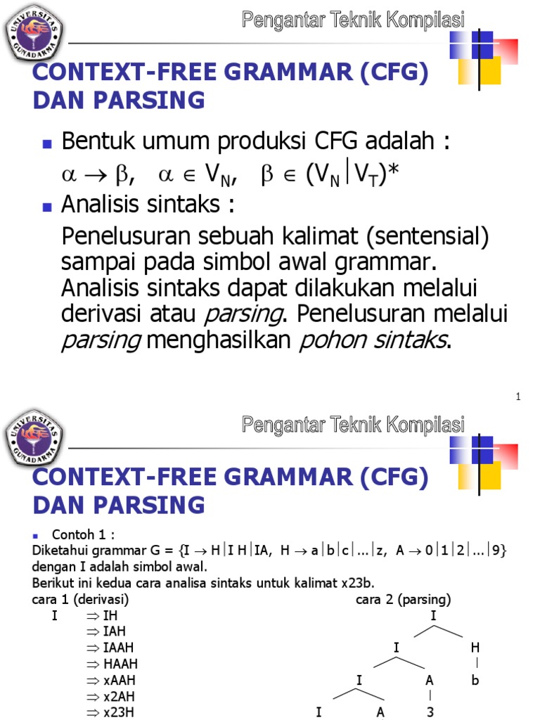 Context-Free Grammar (CFG) Dan Parsing: Parsing Parsing Pohon Sintaks | PDF