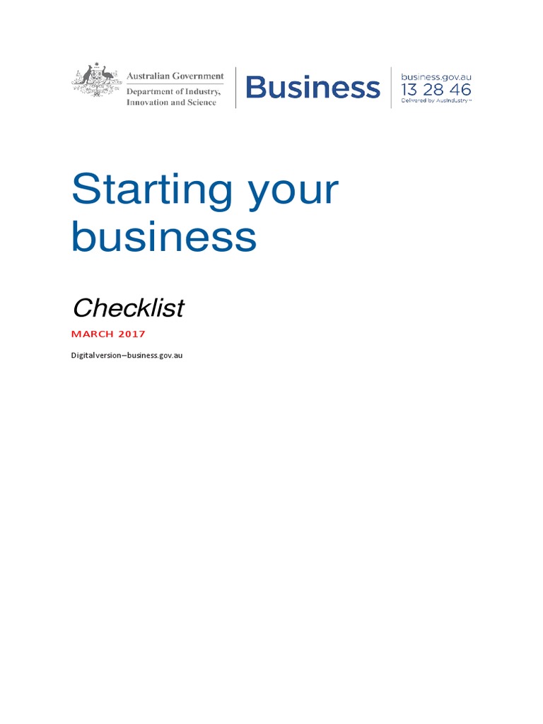 Starting Your Business Checklist PDF | PDF | Trademark | Taxes
