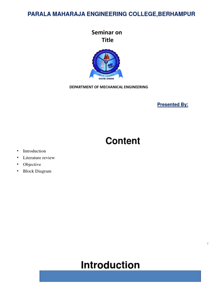 Seminar On Title: Parala Maharaja Engineering College, Berhampur | PDF ...
