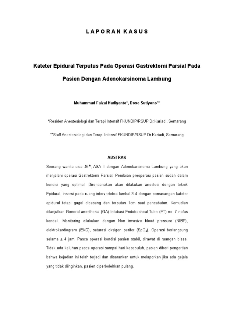 Lapsus Retained Catheter Epidural Undipmte | PDF