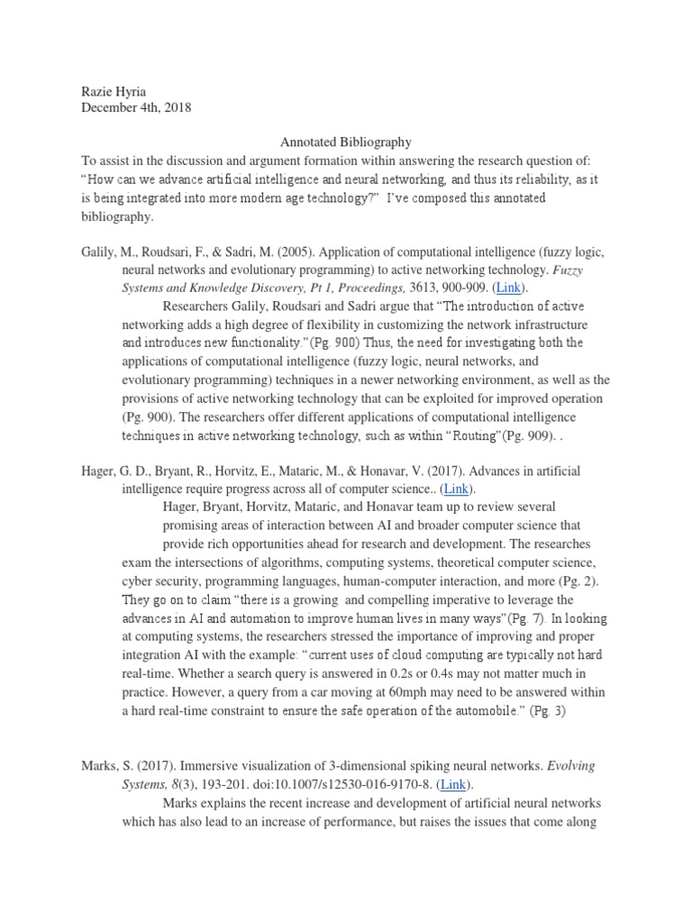 Hyria - Annotated Bib After | PDF | Artificial Intelligence ...