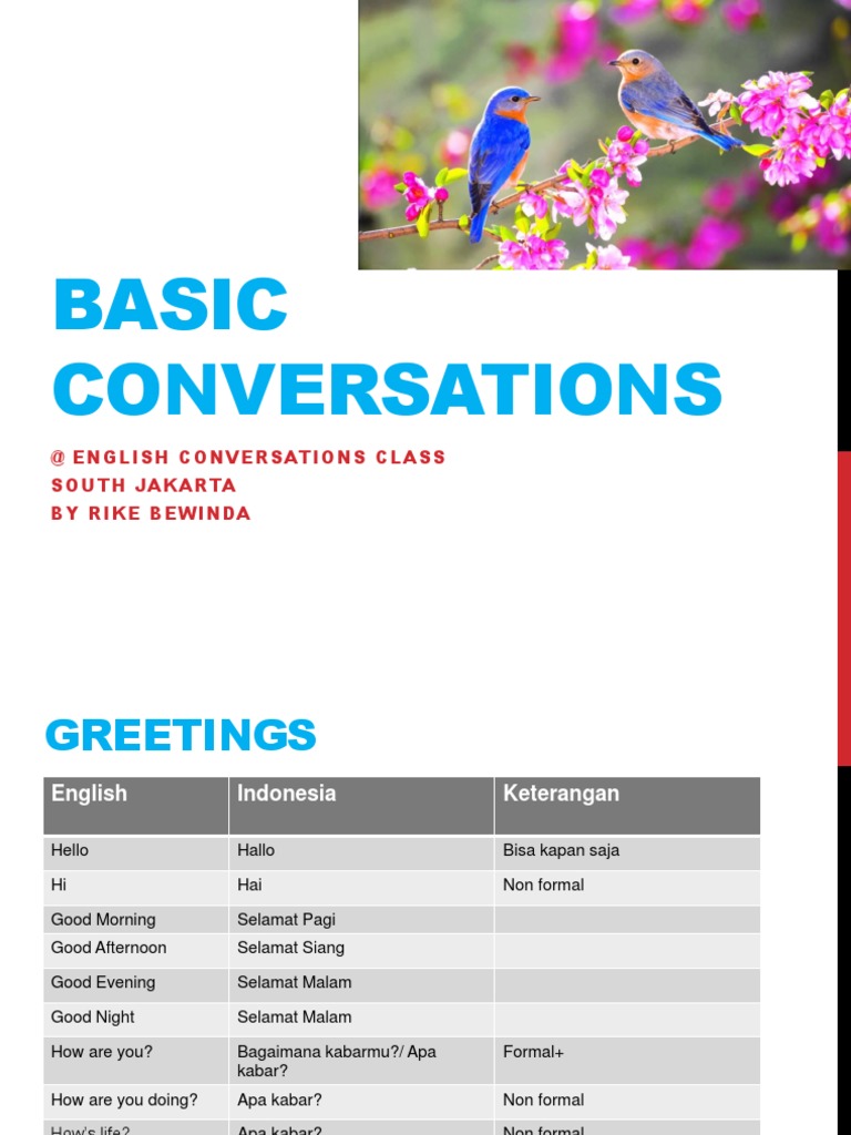 Basic Conversations: at English Conversations Class South Jakarta by ...