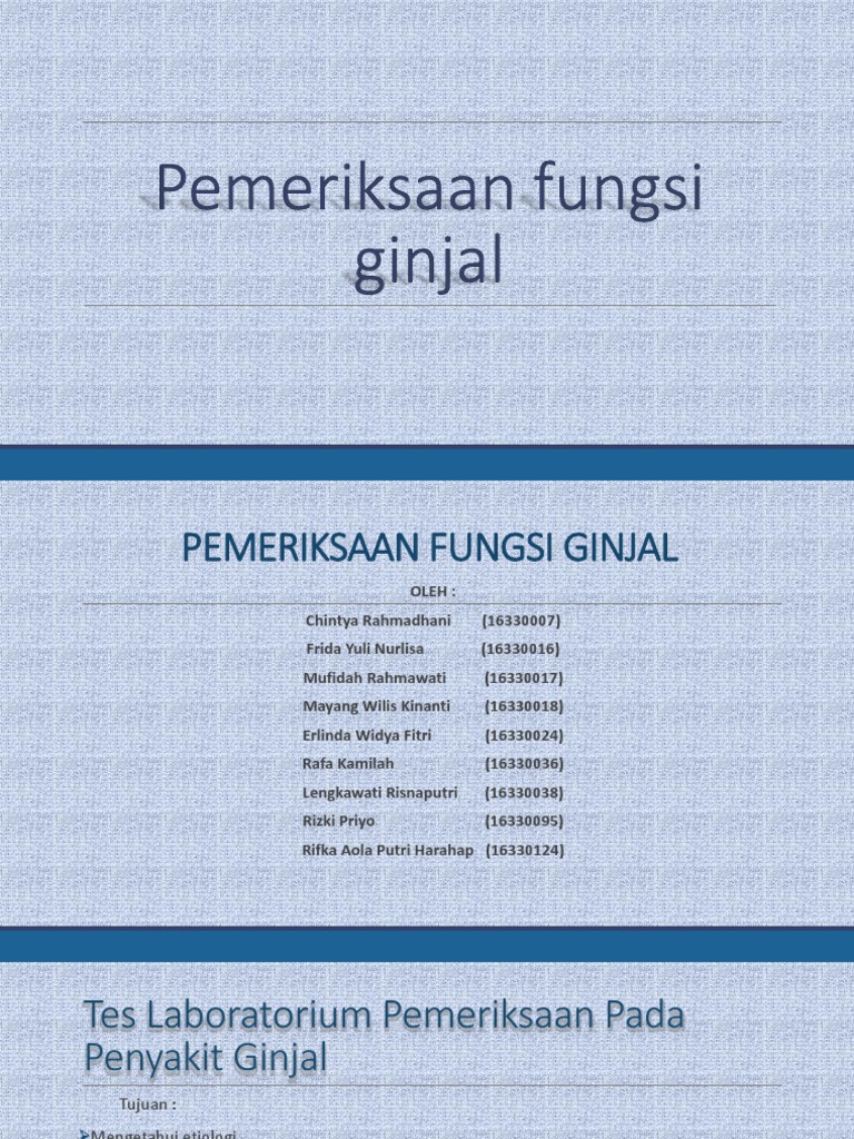 Pemeriksaan Fungsi Ginjal | PDF | Sains & Matematika