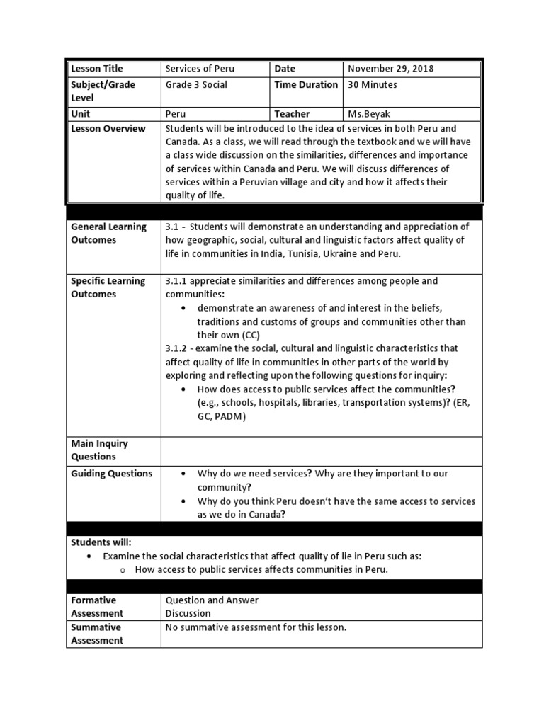 Lesson Title Date Subject/Grade Level Time Duration 30 Minutes Unit ...