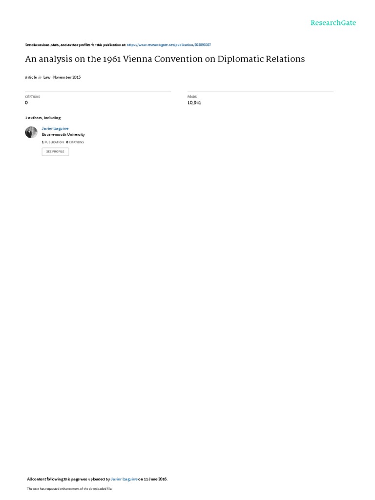 An Analysis On The 1961 Vienna Convention On Diplomatic Relations | PDF ...