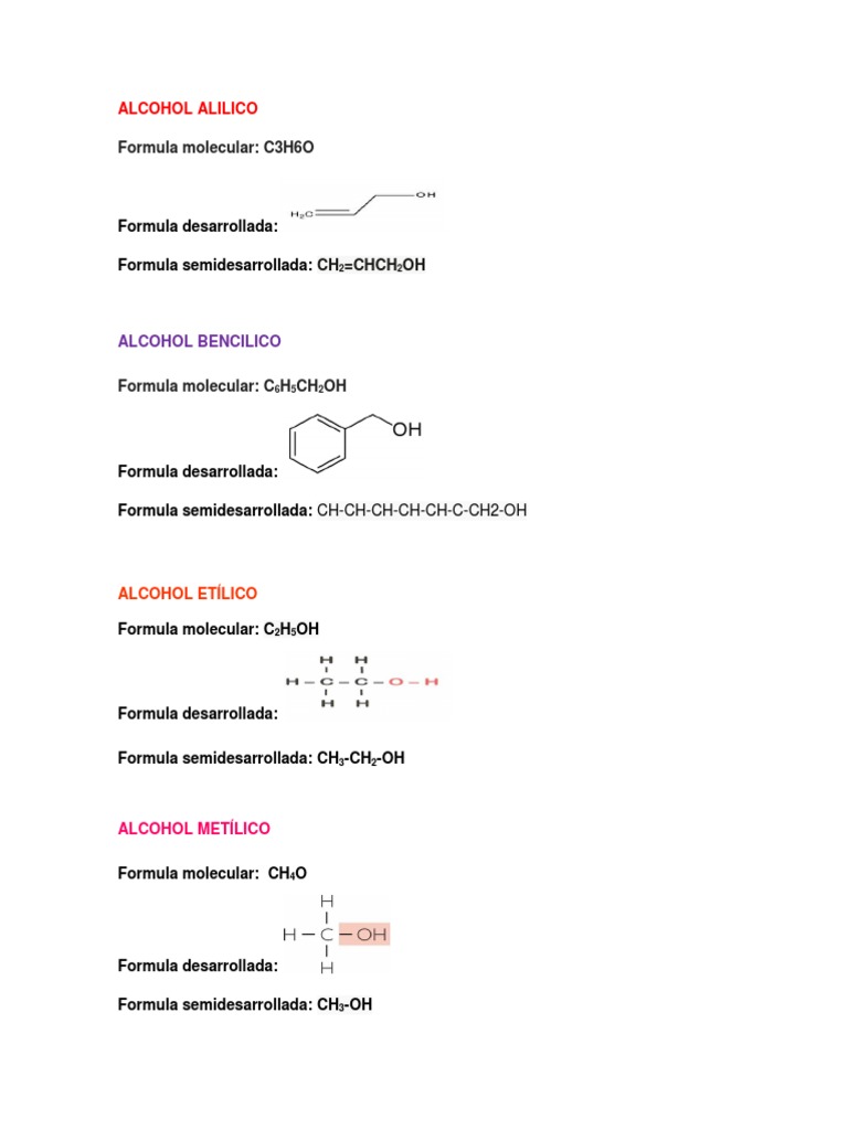 Formula Molecular: C3H6O: Alcohol Alilico | PDF | Cooking, Food & Wine ...