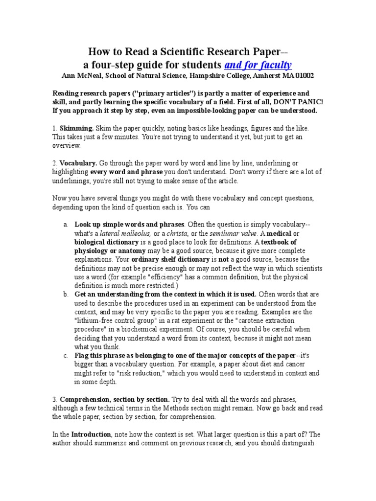 How To Read A Scientific Research Paper - A Four-Step Guide For ...