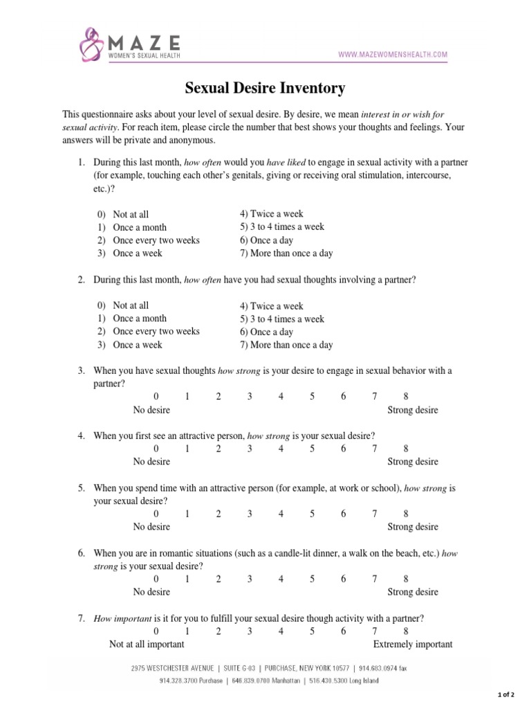 Sexual Desire Inventory | PDF | Human Sexual Activity | Sexual Reproduction Sexual Desire Inventory | PDF | Human Sexual Activity | Sexual Reproduction