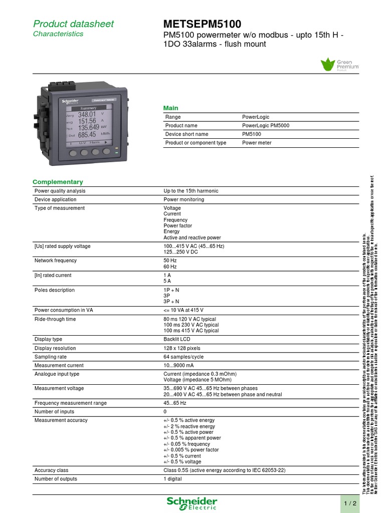 METSEPM5100: Product Datasheet | PDF | Electrical Impedance ...