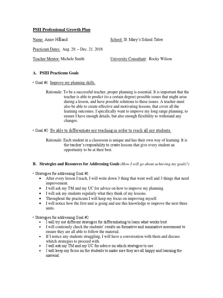 Psiii Professional Growth Plan | PDF | Goal | Teachers Psiii Professional Growth Plan | PDF | Goal | Teachers