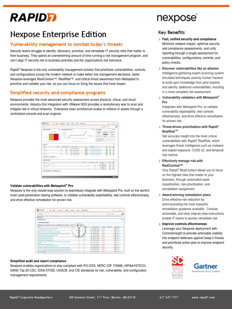 NeXpose Data Sheet - Rapid7 | PDF | Vulnerability (Computing ...