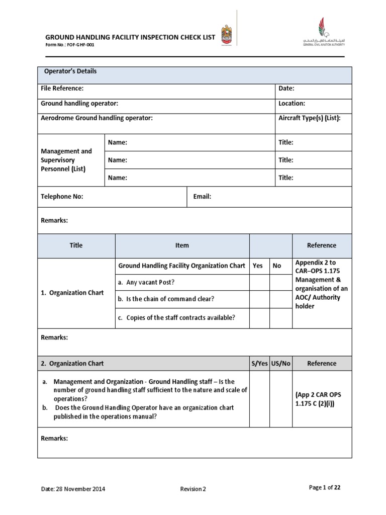 Ground Handling Sample Checklist | PDF | Quality Management System | Cargo