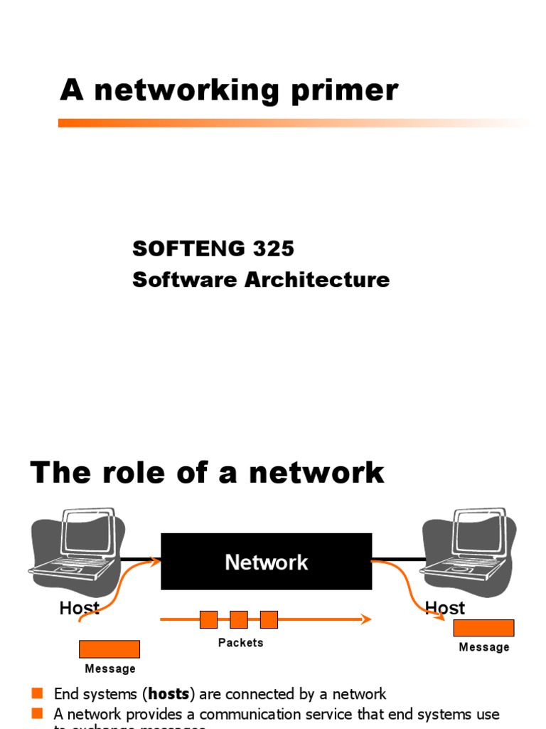 A Networking Primer: Softeng 325 Software Architecture | PDF | Network Packet | Internet Protocols