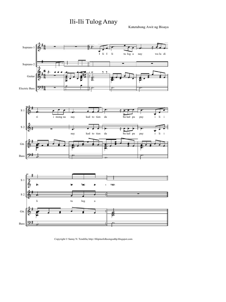 Ili Ili Tulog Anay Visayan Folk Songpdf | Leisure