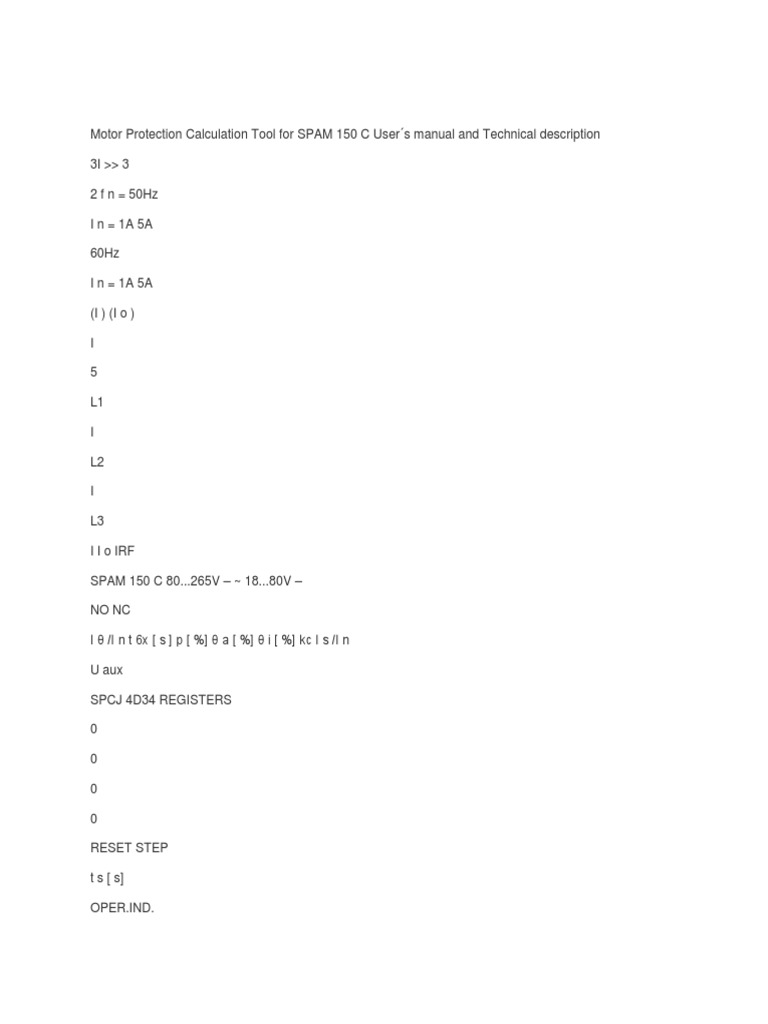 Motor Protection Calculation Tool For SPAM 150 C User | PDF | Microsoft ...