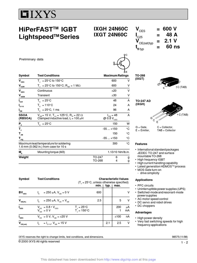 24N60C | PDF | Electrical Components | Computer Engineering