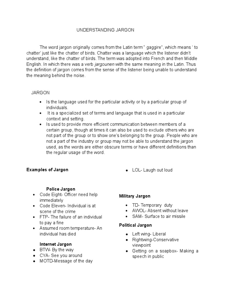 Understanding Jargon | PDF