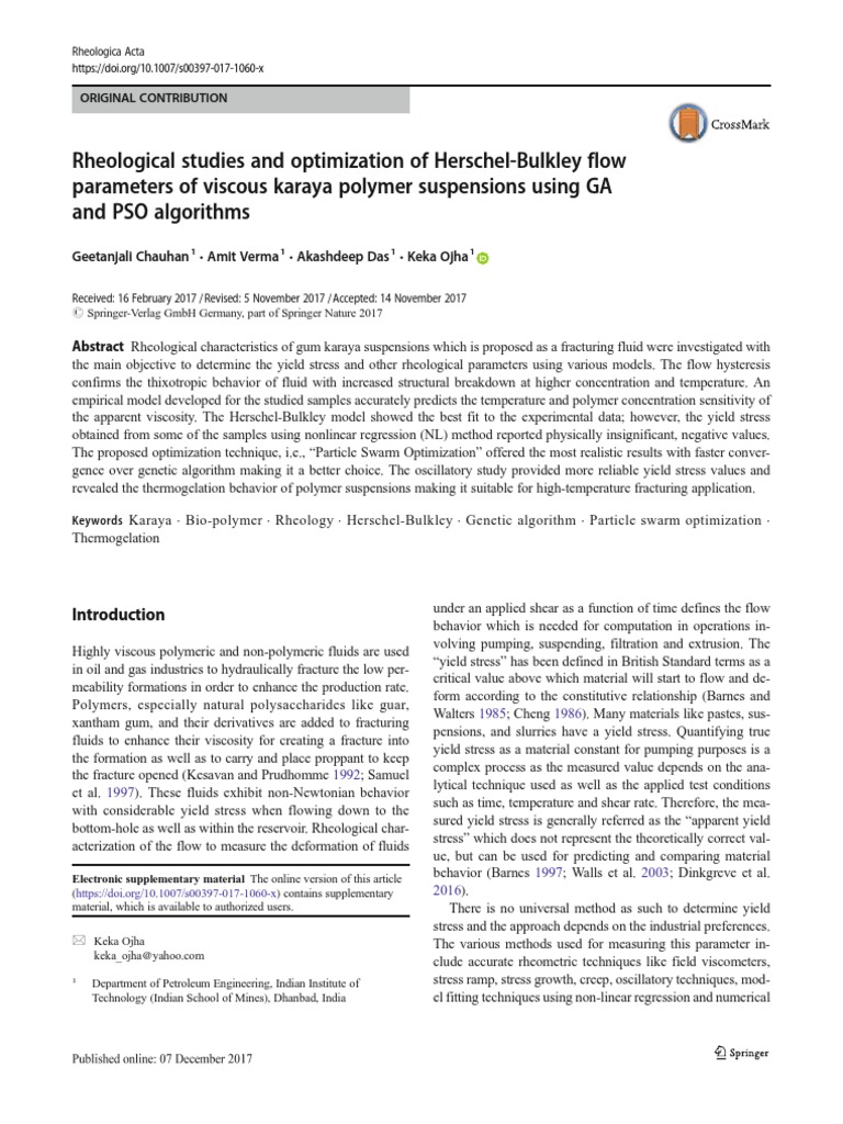 Rheological Studies of Fracturing Fluids and Optimization of HB Yield ...