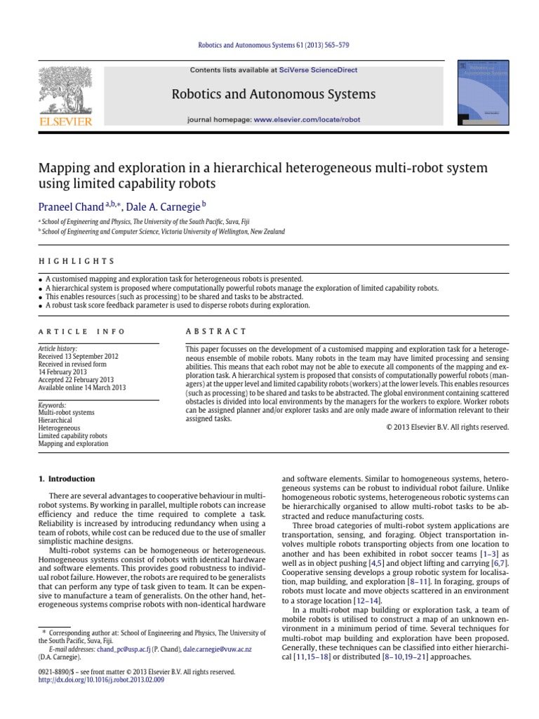 Mapping and Exploration in A Hierarchical Heterogeneous 2013 Robotics and Au 2 | Download Free ...