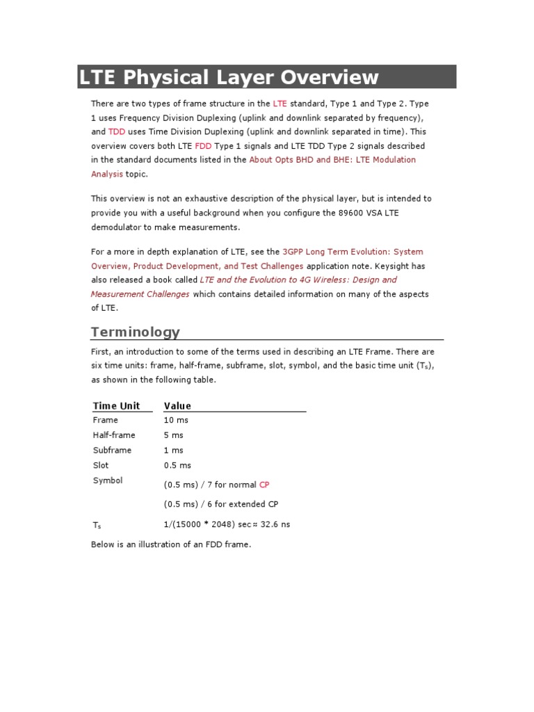 LTE Physical Layer Overview: Terminology | PDF | Lte (Telecommunication ...