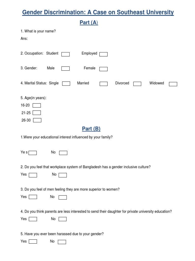 Gender Discrimination: A Case On Southeast University | PDF | Social ...