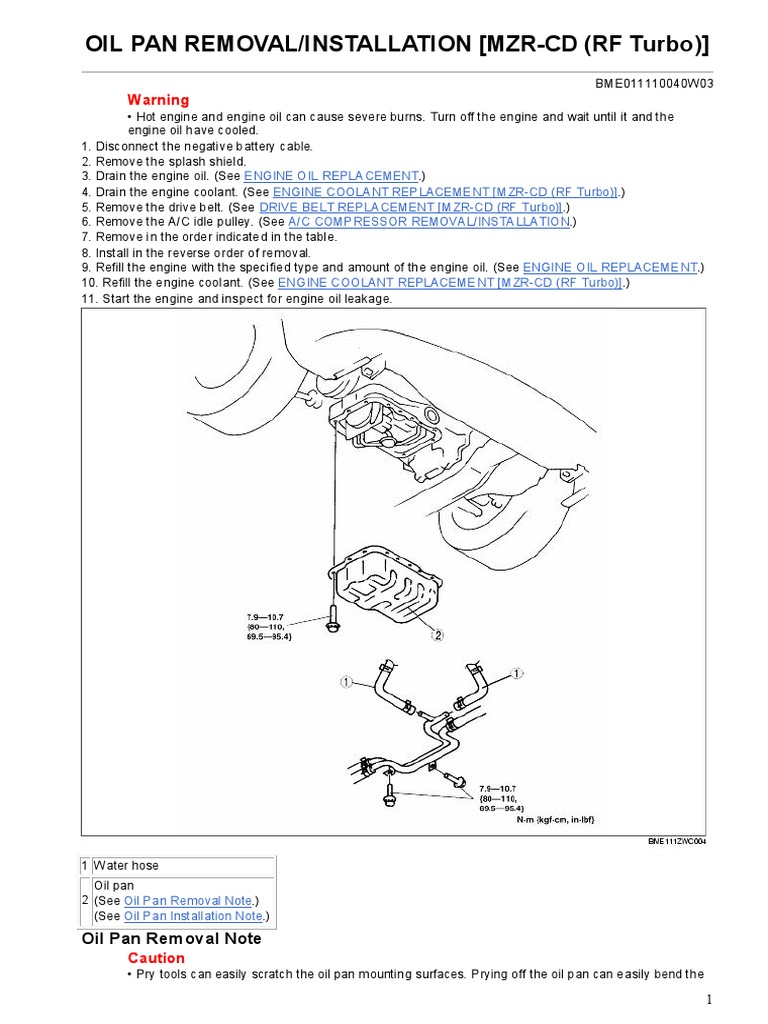 Oil Pan Removal - Installation (MZR-CD (RF Turbo) ) | PDF | Air ...