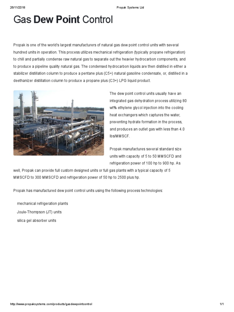 Gas Dew Point Control Units by Propak | PDF | Computers