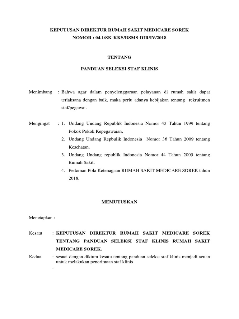 SK Panduan Penerimaan Staf Klinis | PDF | Bisnis | Sains & Matematika