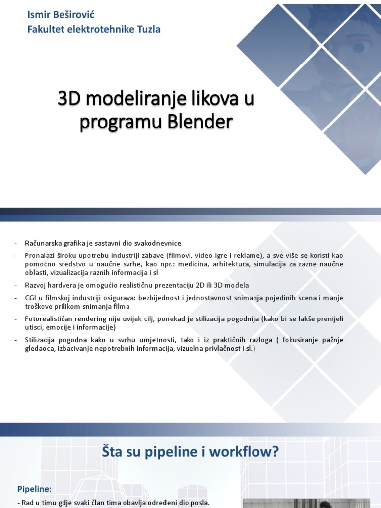 3D Modeliranje Likova U Programu Blender (Prezentacija) | PDF