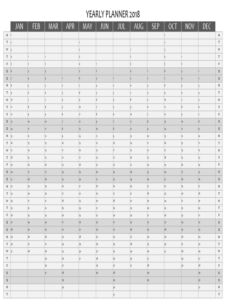Yearly Planner 2018 | PDF | Sports | Leisure