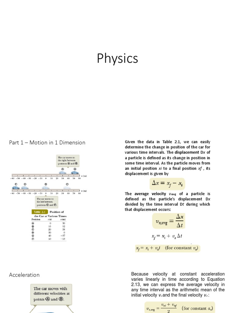 Physics 1 | PDF | Acceleration | Motion (Physics)