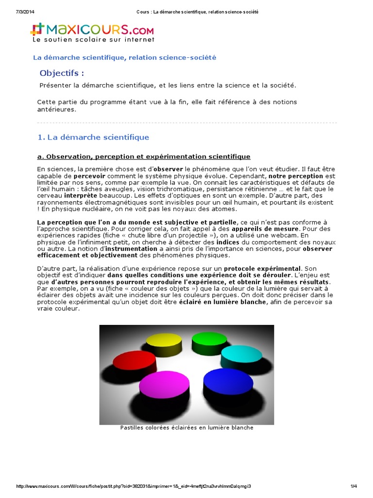 2.la Démarche Scientifique, Relation Science-Société PDF | PDF ...