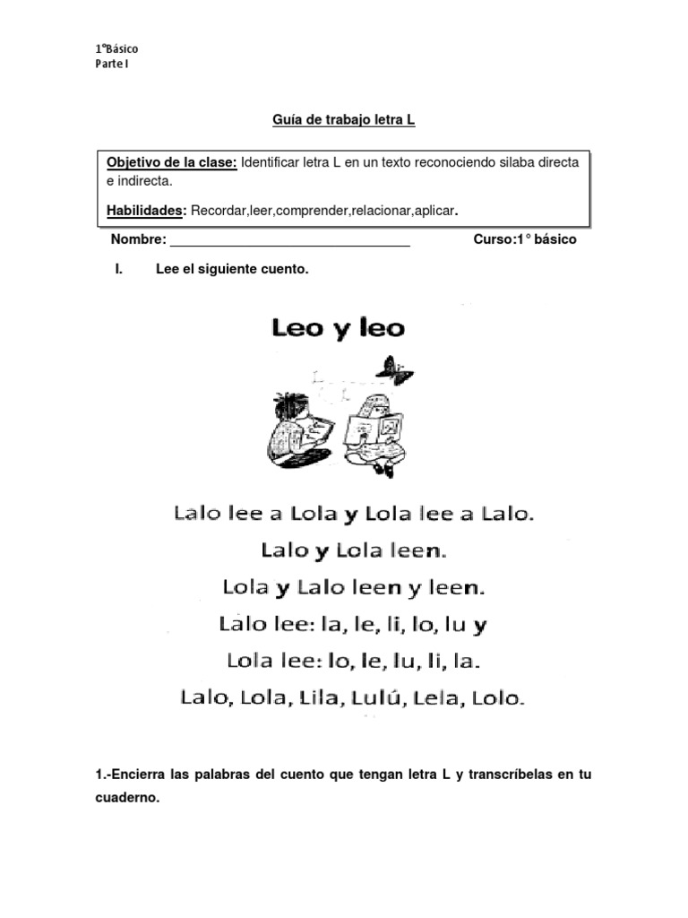 Cuento y actividades con la letra L | PDF | Artes del Lenguaje y ...