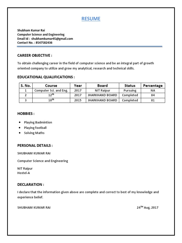 Resume Shubham | PDF
