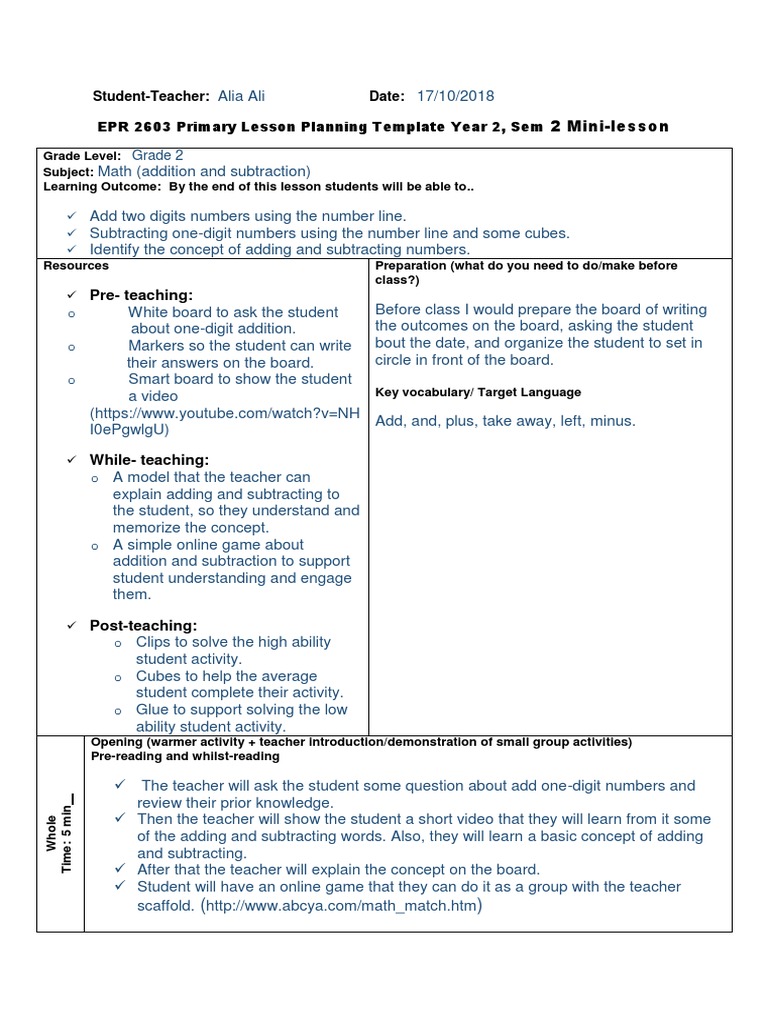 Math Lesson Plan | Download Free PDF | Teachers | Psychotherapy