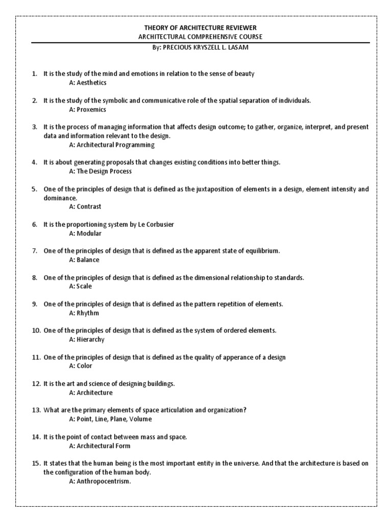 Ale Reviewer Theory of Architecture | PDF | Shape | Design