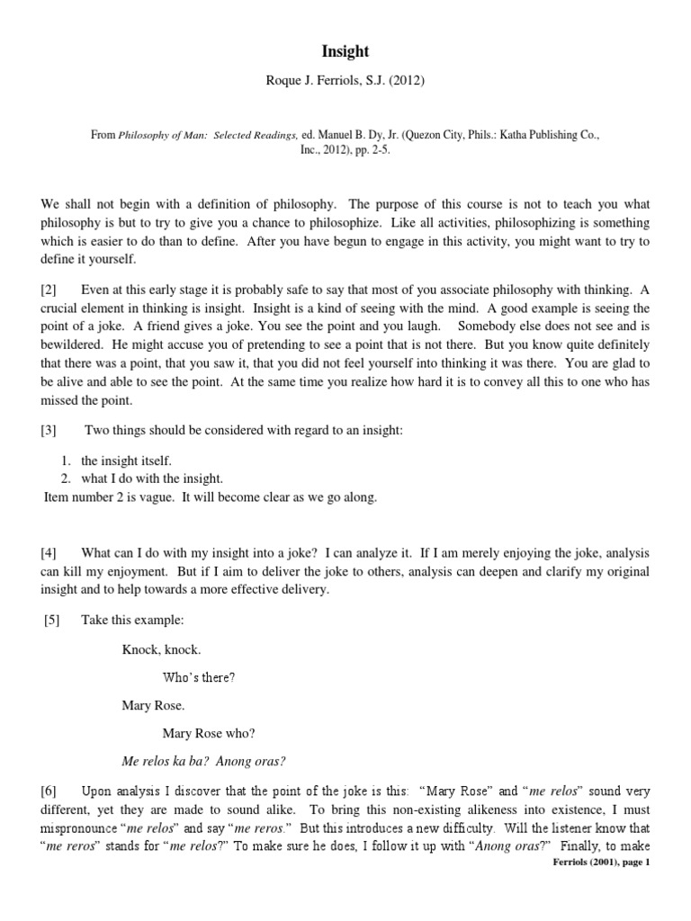 Ferriols Insight | PDF | Abstraction | Reality