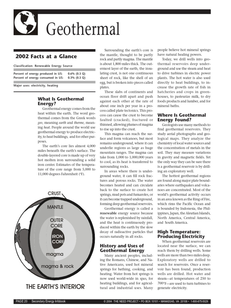 Geothermal: 2002 Facts at A Glance | PDF | Geothermal Energy | Power ...