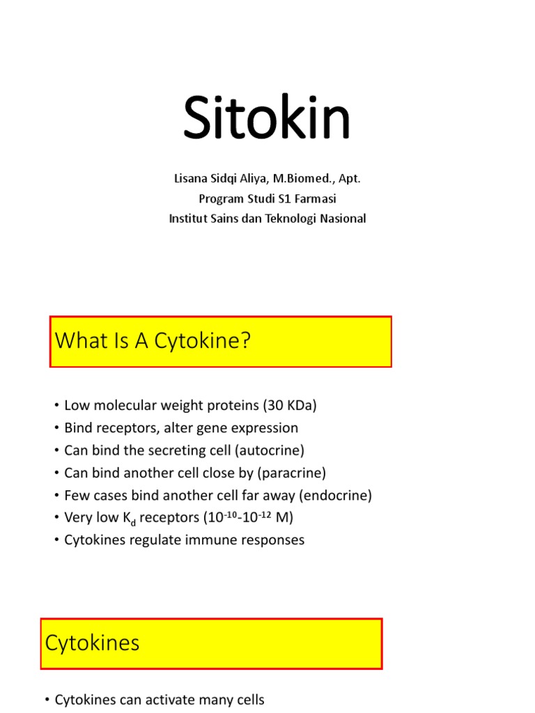 Sitokin: Lisana Sidqi Aliya, M.Biomed., Apt. Program Studi S1 Farmasi ...