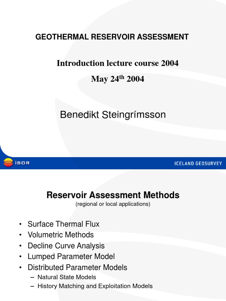 7.reservoir Assessment | PDF | Geothermal Energy | Enthalpy