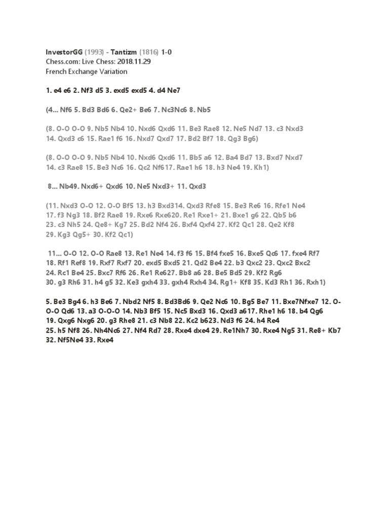 French Exchange Variation | PDF