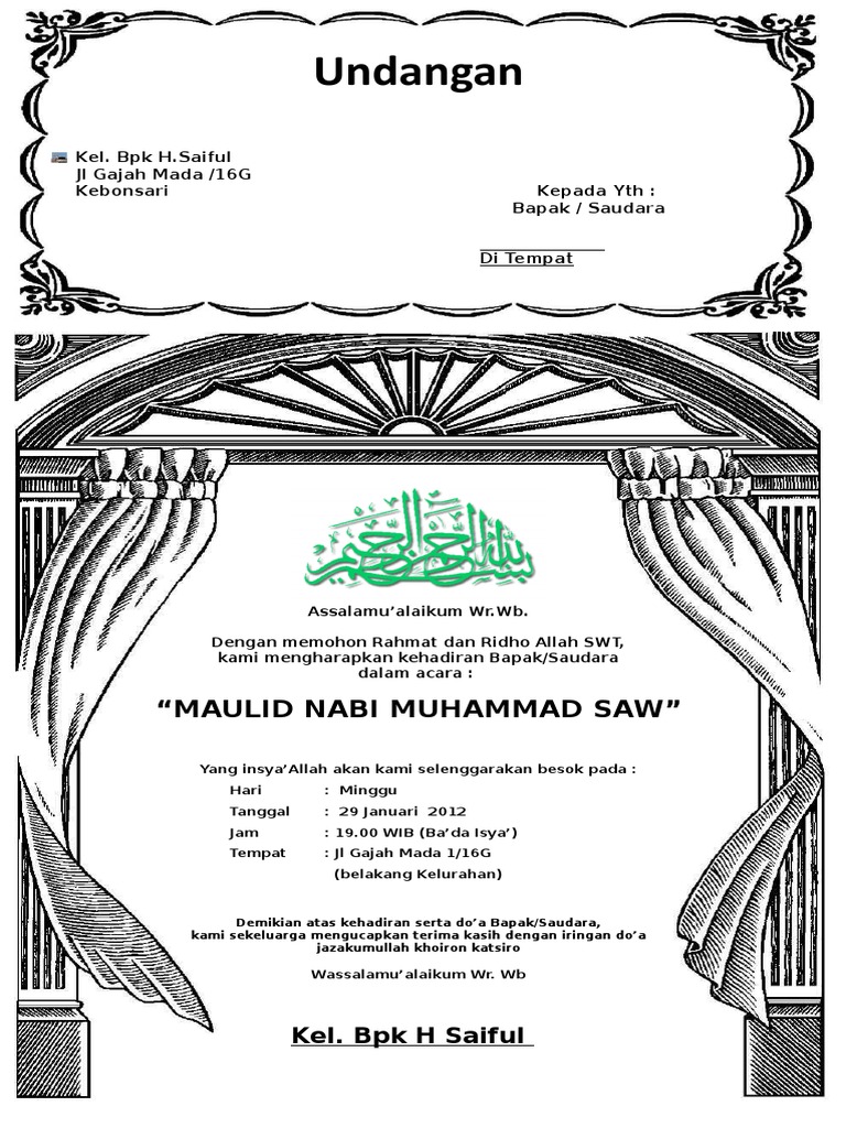 Undangan Maulid Nabi | PDF